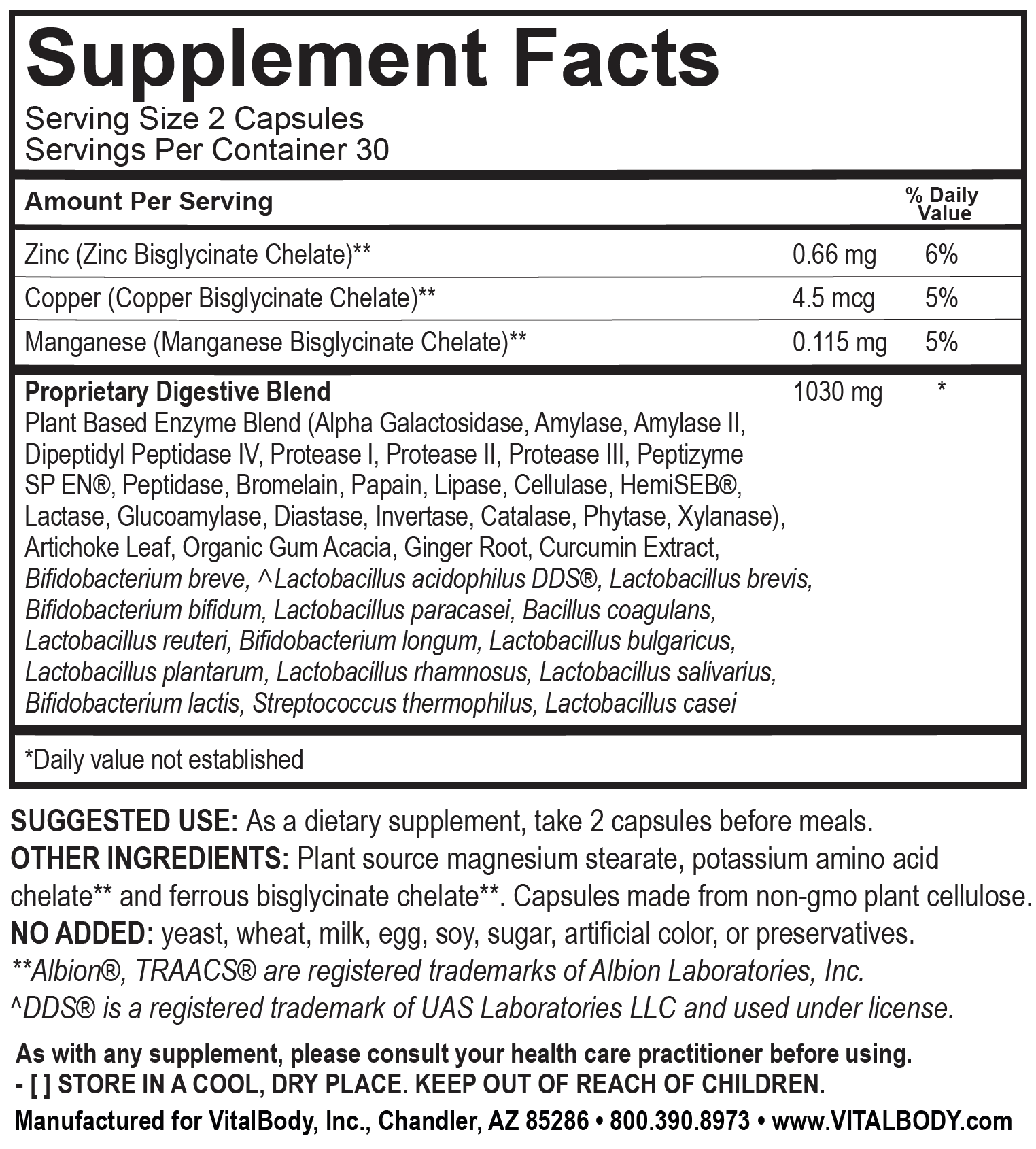 21 FAST-ACTING PLANT-BASED DIGESTIVE ENZYMES - 30 Servings – Vital Body ...